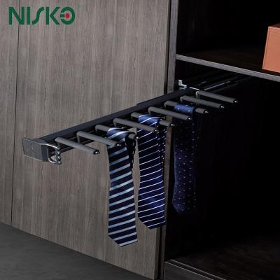 China Soft Close Wardrobe Pull-Out Tie Racks Side Mounted Closet Scarf Accessories Organizer for sale