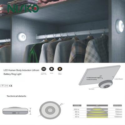 China Mini Wireless USB Cabinet Light PIR Motion Sensor Magnet Mounting Closet Night Lighting for sale