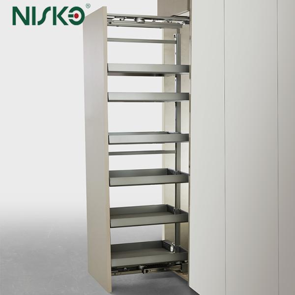 Quality 180° Rotating Aluminum Pull Out Pantry Unit Grey For Kitchen for sale