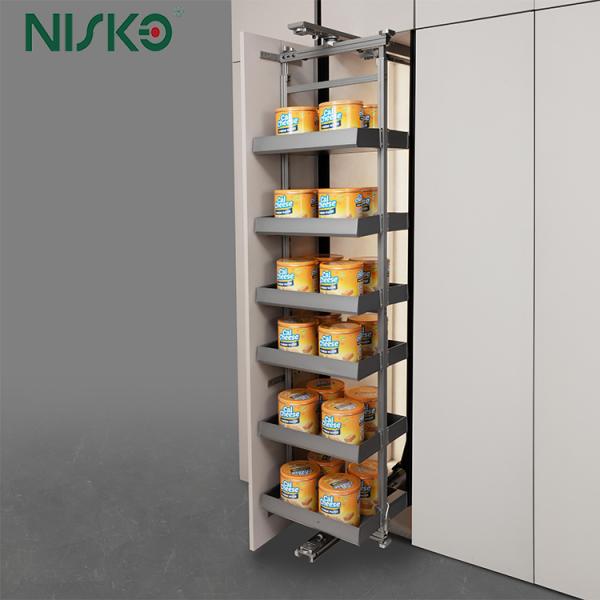 Quality 180° Rotating Aluminum Pull Out Pantry Unit Grey For Kitchen for sale