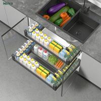 China Undermount Smart Sink Kitchen Cabinet Pull Out Basket 2 Layers - 524-824mm Width Options with 100% Extension Slides for sale