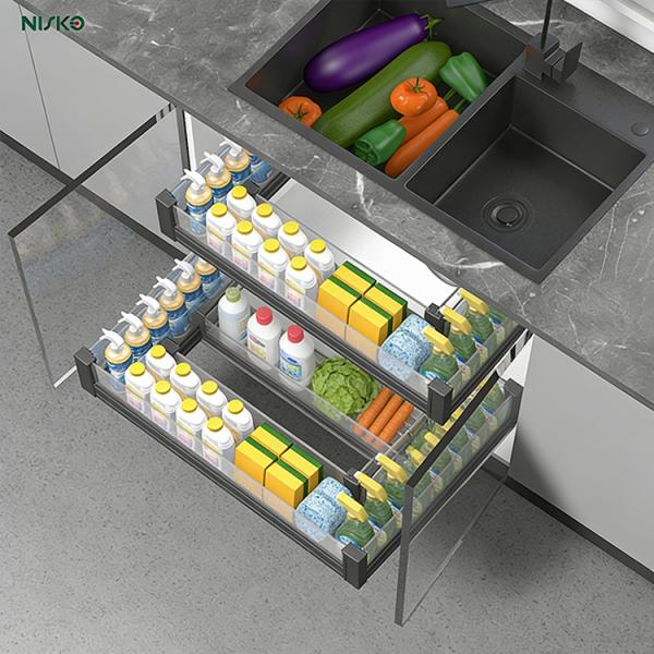 Quality Undermount Smart Sink Kitchen Cabinet Pull Out Basket 2 Layers for sale