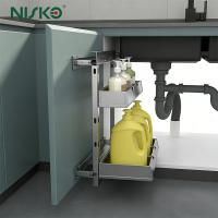 China NISKO Kitchen Undersink Basket Pull Out Organizer 2 Tier Adjustable Shelf for sale