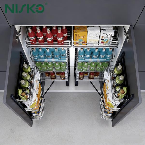 Quality Pull Out Pantry Wire Tall Unit Sliding Kitchen Drawer Baskets 6 Tiers for sale