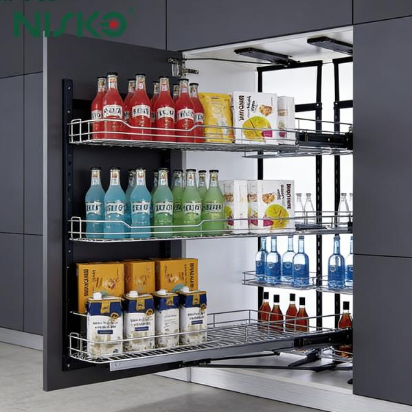 Quality Pull Out Pantry Wire Tall Unit Sliding Kitchen Drawer Baskets 6 Tiers for sale