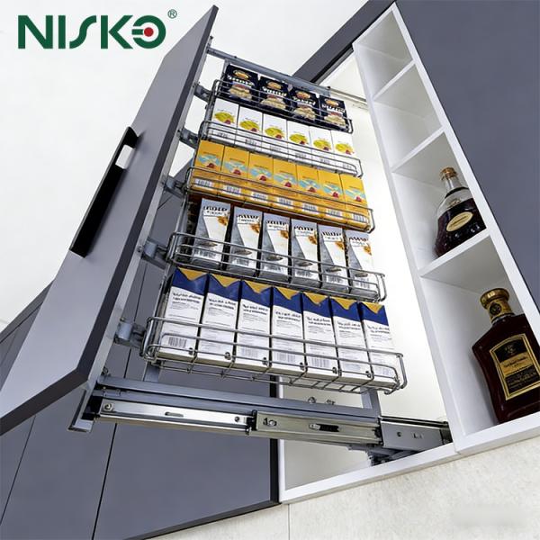 Quality Smooth Sliding Tall Pantry Unit Kitchen Cabinet Baskets 5 Tiers for sale