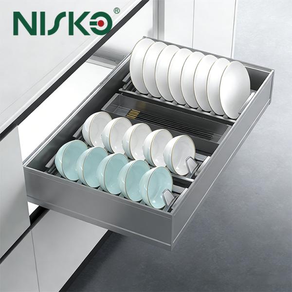 Quality Pull Out Soft Close Adjustable Shelf Dish Bowls Rack Baskets Kitchen Organizer for sale