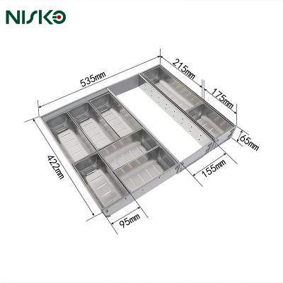 China NISKO SUS304 Stainless Steel Adjustable Kitchen Drawer Cutlery Tray for sale