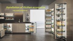 How to install kitchen accessories, Glass Pantry installation, pull out bottle . kitchen organizer