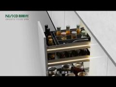 3-Tier Spice Bottle Rack Pull out Basket Side Sliding Seasoning Organizer