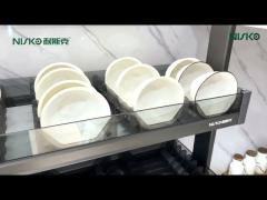 2 layers touch intelligent wine bottle storage rack multifunctional vertical lifting basket