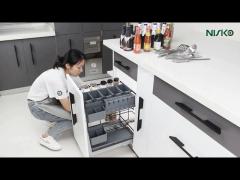 multi function pull out basket drawer for cutlery spice kitchen bottle storage