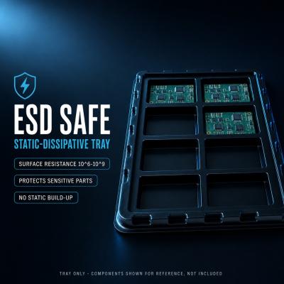 China Custom ESD Safe Static-Dissipative ABS PC Vacuum Forming Tray for PCB Semiconductor Connector Automotive Electronics OEM ODM for sale