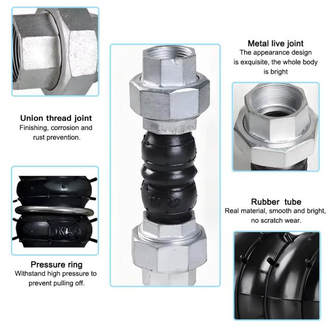 Detailed technical drawing of rubber expansion joint