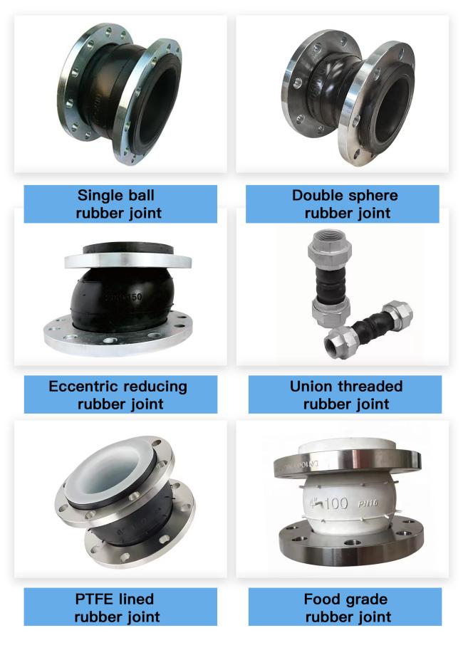 Various types of rubber expansion joints