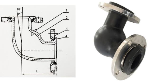 90 Degree Rubber Joint technical drawing with labeled components