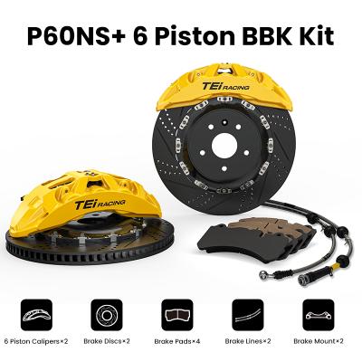 China TEI P60NS+ BBK 6 Piston Caliper 378X32mm Drilled Slotted Disc Rotor Front Big Brake Kit for S60 for sale