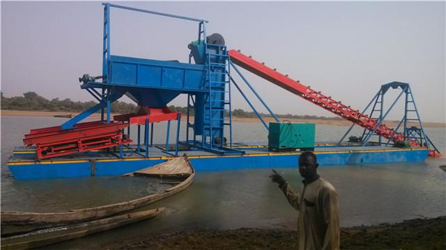 Gold Panning Bucket Chain Dredger in operation