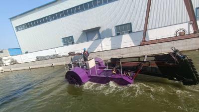 China CE Certified Aquatic Weed Harvester with Full Hydraulic Drive and Paddle Wheel for Efficient Waterway Cleaning for sale