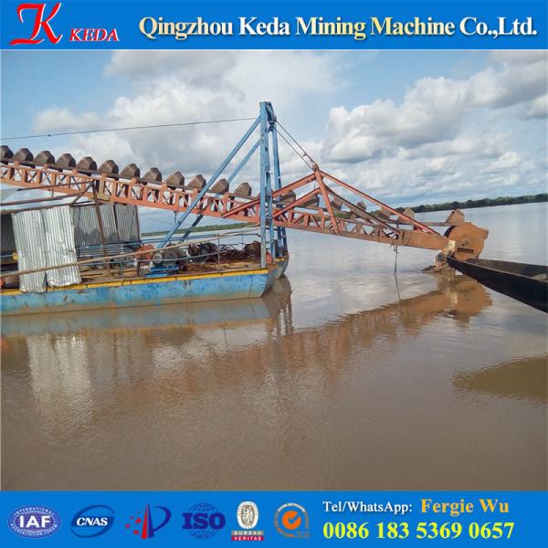 Quality 150 Tons/h Bucket Chain Dredger 10m Dredging Depth for Mining for sale