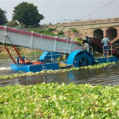 China 12t Load Capacity 75kw Power 3000m2/h Garbage Loading Aquatic Weed Harvester River Grass Cleaning Barge for sale