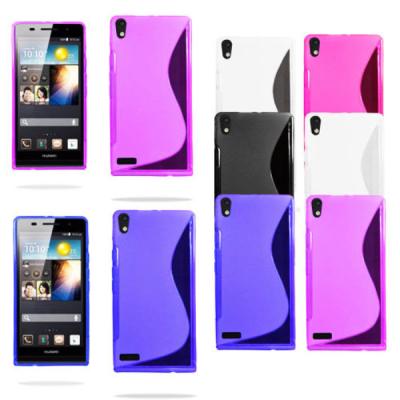 China Simple S line Wave TPU Silicone Mobile Phone Cases For Huawei Ascend P6 for sale