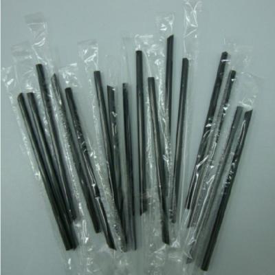 China disposable straw black long thin black color plastic PP straws 19 CM * 0.5 CM for sale