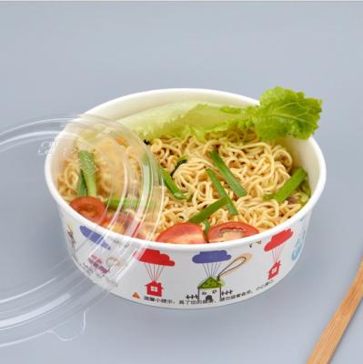 China 1100 ml disposable paper bowl Round lunch box Paper food carton for sale