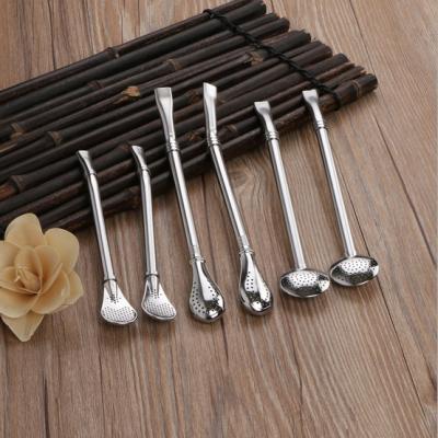 China Creative Coffee Drinking Mixing Spoon Stainless Steel Filter Straw Tea Bar Tools for sale