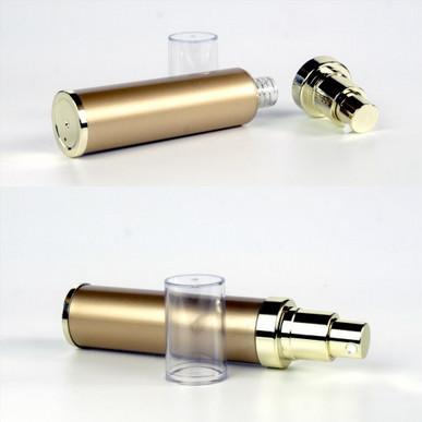 China Golden color pump spray sealing type plastic bottle 15ml airless bottle for sale