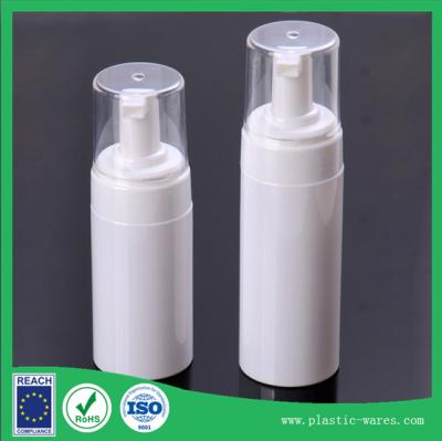 China 120ml 150ml foam cosmetics dispensing bottles with pump in white color for sale