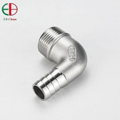 China EB 304 316L Stainless Steel Low Smooth 90 Degree Female Thread Barbed Elbow Hose Barb Threaded Pipe Fittings Factory Direct for sale