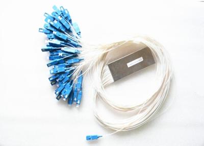 China 0.9Mm 1×64 SC UPC Blockless Mini PLC Fiber Optic Splitter Micro Steel Tube 1 Meter for sale