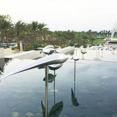 China Color Powder Coated Silver Brass 316L Stainless Steel Outdoor Sculpture In Water Fountain for sale