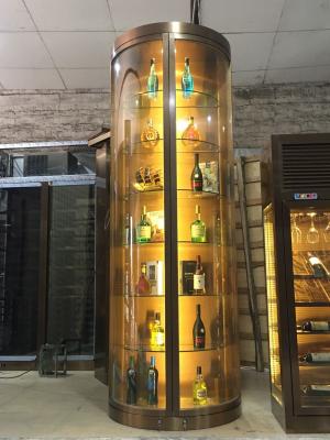 China Display Hairline Bronze Gold  Stainless Steel Wine Cabinet for sale