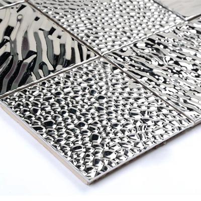 Self Adhesive Gold Mosaic Stainless Steel Wall Mirrors 0.8mm Thickness