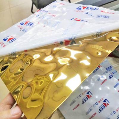 China 304 Gold Shiny Mirror Water Ripple Metal Honeycomb Panel Color Stainless Steel Sheets Ceiling for sale