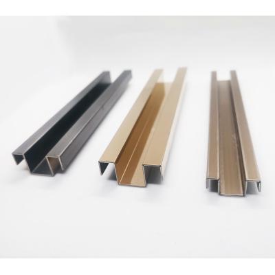 China 304 201 Custom Decor Champagne Goud Zwart Kleur Satin Afgerond Vlekvrye Staal Tegel Bewerking Voor Appartement Interieur Decoratie Te koop