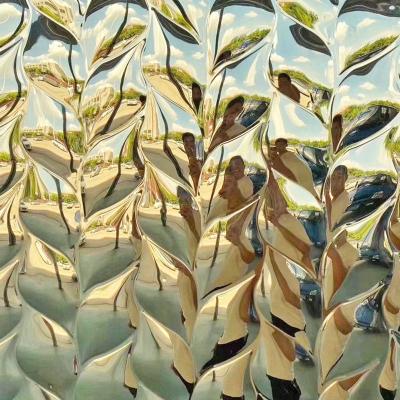China Customized Free Design Stainless Steel Mosaic Tiles For Golden Front Desk Mosaic Stainless Steel Project for sale