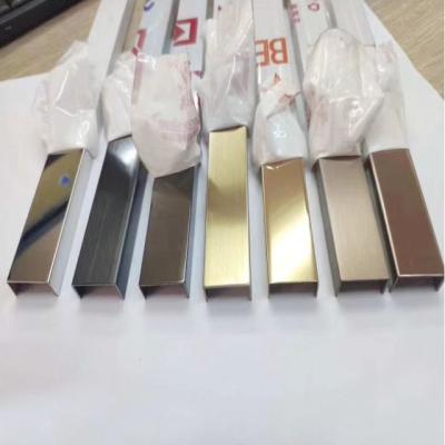 China U Shape Stainless Steel Trim Strips For Interior And Exterior Design PVD Colored Skirting Board Edge Wrapping for sale