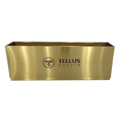 China OEM Outdoor Hairline Gold Color Stainless Steel Planter For Star Hotel & Shopping Mall for sale