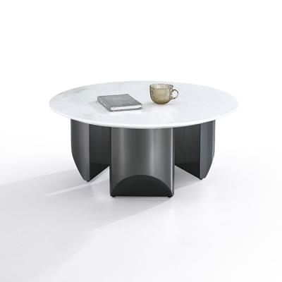 China OEM Artificial Stone Slab Top Black Color Stainless Steel Coffee Table for sale