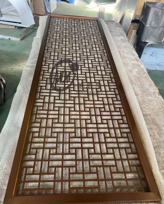 China Traditional Oriental Stainless Steel Screen Partition with PVD Plating Titanium and Landscape Design in Mirror 8k Polish for sale