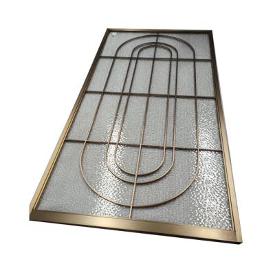 China Modern  Design Glass  Hairline  Finish  201 304 Glass Stainless Steel Screen Decorative Metal Room Divider for sale