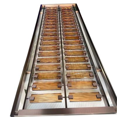 China Luxury Antique Bronze Brushed Stainless Steel Screen Partition with Brown Glass for Restaurant Hotel Living Room Decoration for sale