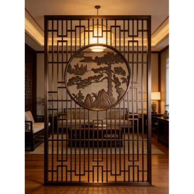China 201 304 Laser Cutting Gold Plated Metal Screen Art Carved Partition for High-End Hotel Lobby for sale