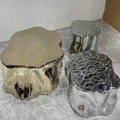 China Light Luxury Electroplated Hollow Cloud 201 304  Mirror/Polished Stainless Steel Coffee Table for sale