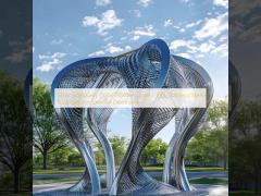 Silver Gold Grey Color Powder Coated 316L Stainless Steel Sculpture For Exterior Decoration