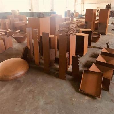 Cina Outdoor Camping Wood Burning Rust Corten Steel Geometric Fire Pit Brazier in vendita