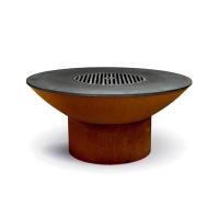 China Corten Steel BBQ Grill Fire Pit 102cm Diameter Detachable Base Outdoor Charcoal Cooker for sale